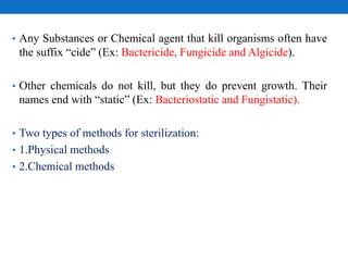 Physical and chemical control of microorganisms | PPTX