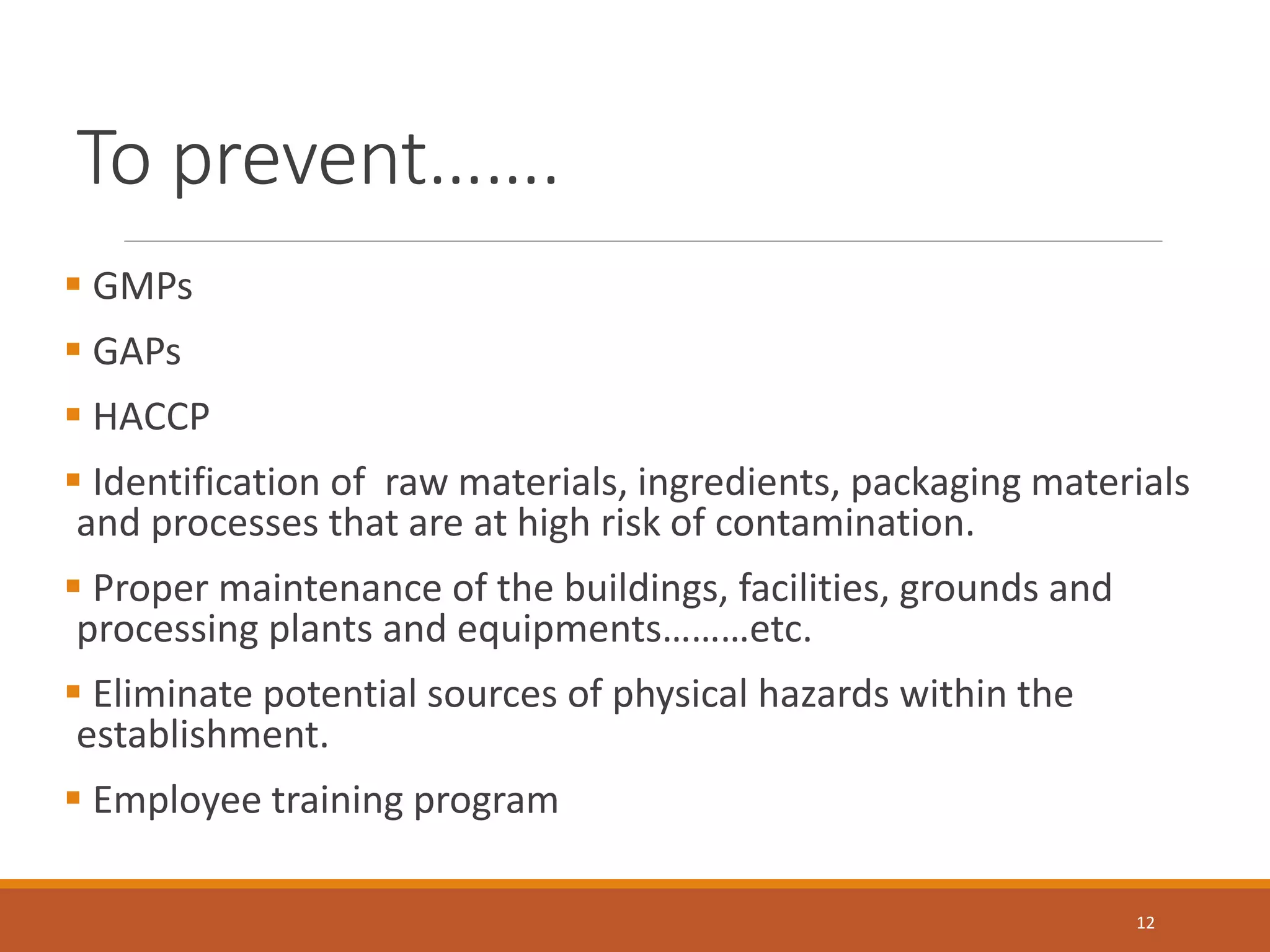 Physical and chemical hazards in food | PPTX