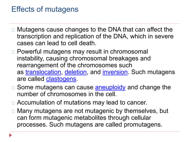 Physical and chemical mutagen copy | PPTX | Genetics | Science