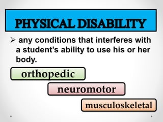 Physical and health disabilities | PPTX