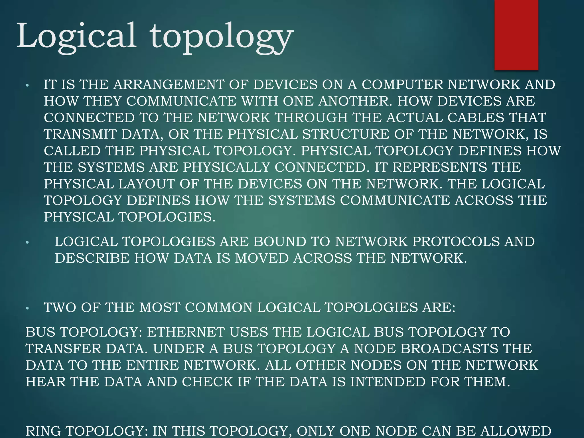 Physical and logical topologies in computer network and client server ...