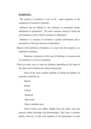 Physical and mechanical properties of dental material | DOC