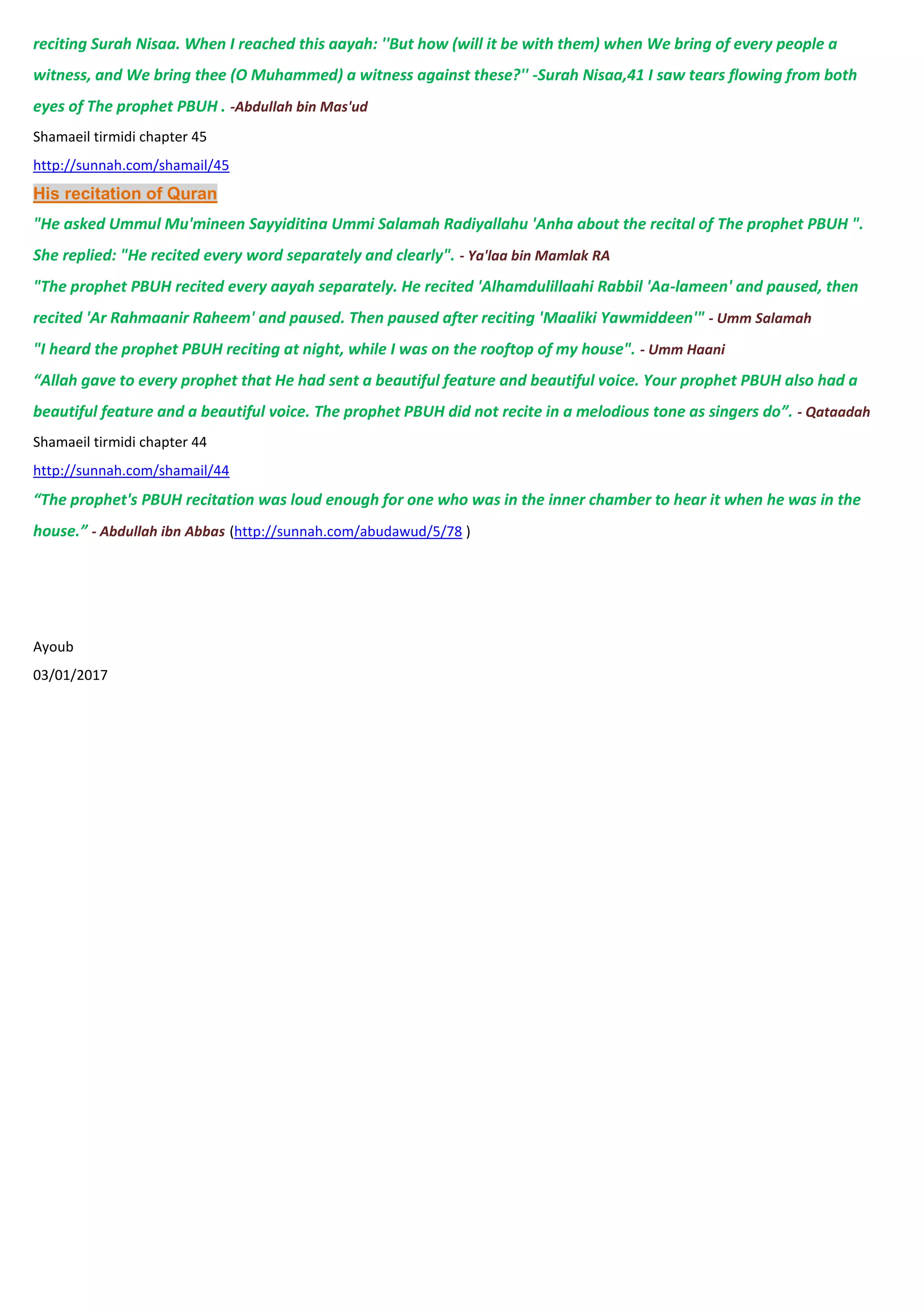 Physical appearance of the prophet muhammed pbuh | PDF | Islam ...