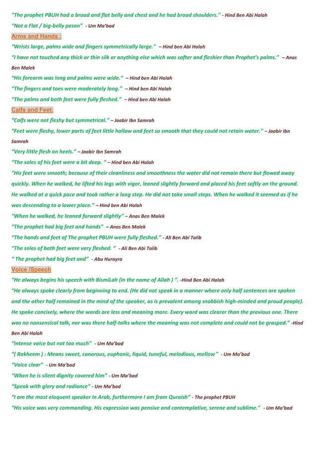 Physical appearance of the prophet muhammed pbuh | PDF | Islam ...