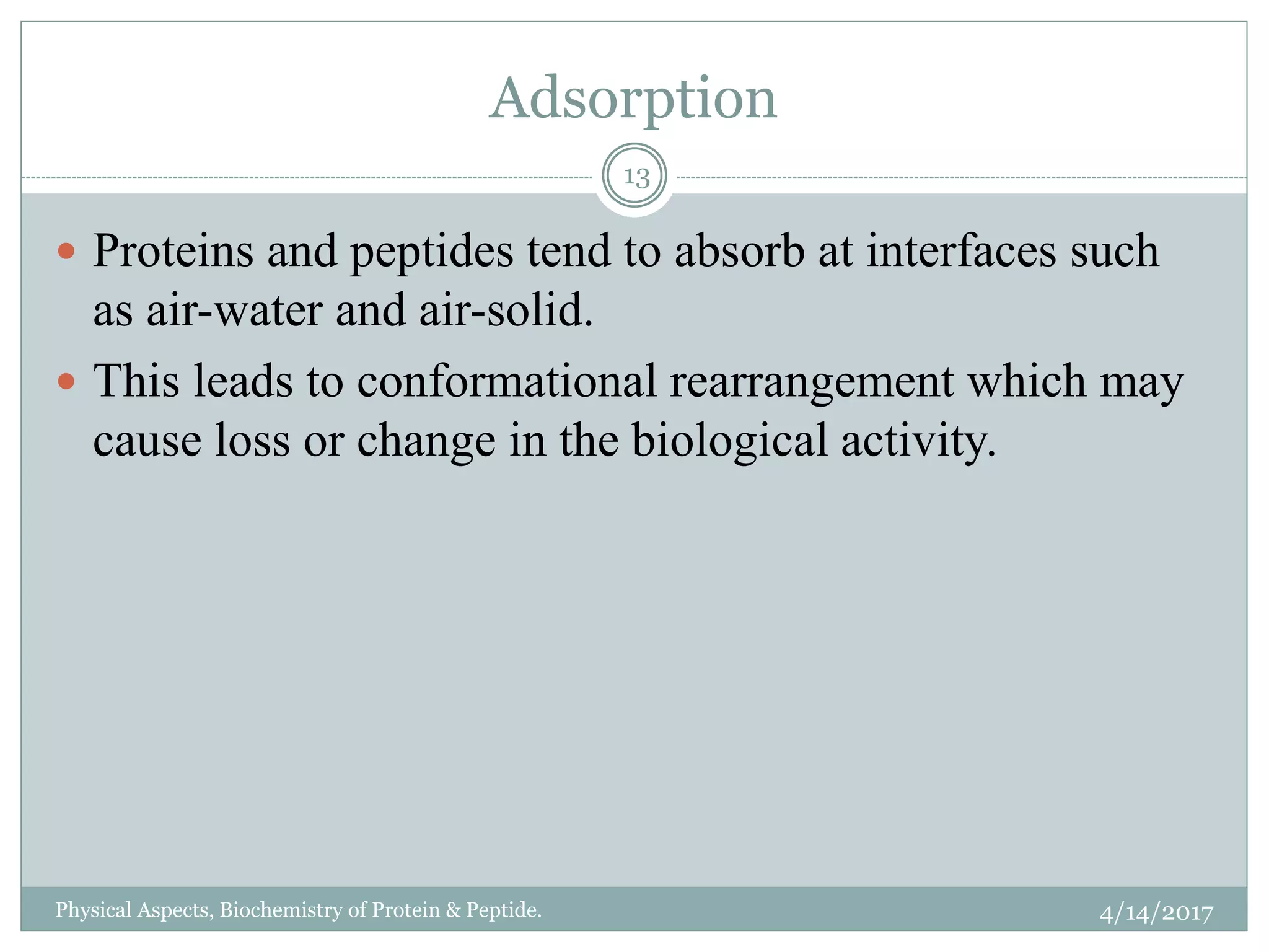 Physical aspects, biochemistry of protein & peptide | PPTX
