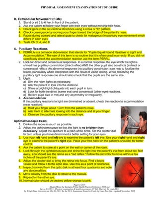 Physical assessment exam study guide | PDF | Medical Tests | Medical Health