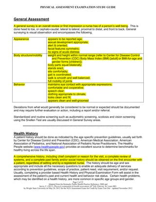 Physical assessment exam study guide | PDF