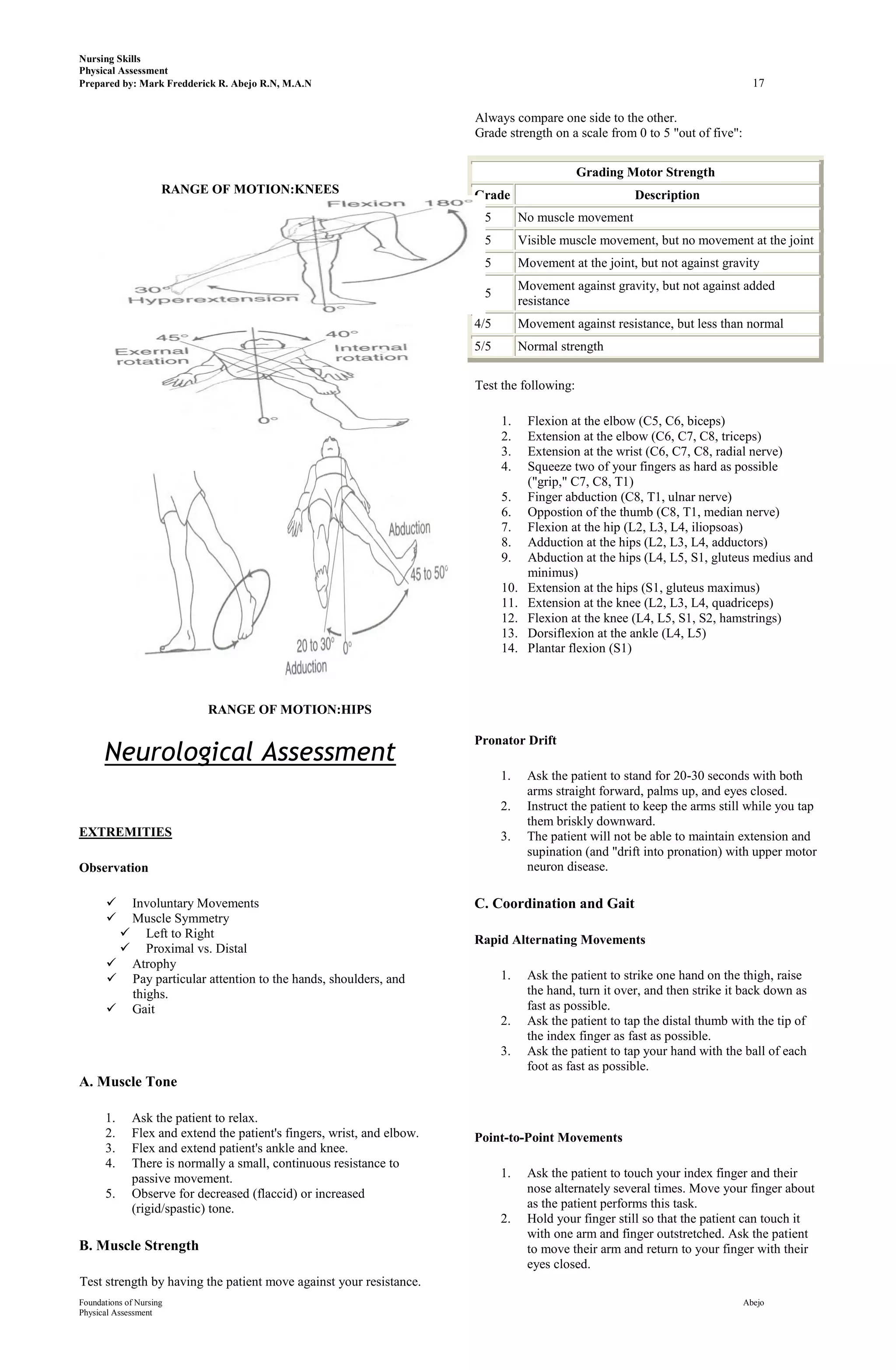 Physical Assessment Handouts | PDF