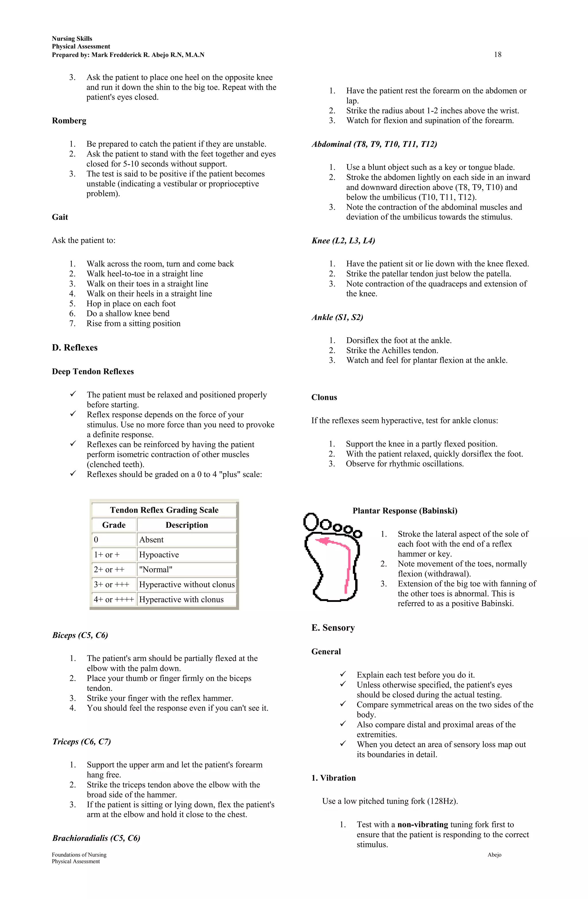Physical Assessment Handouts | PDF