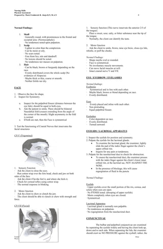Physical Assessment Handouts | PDF