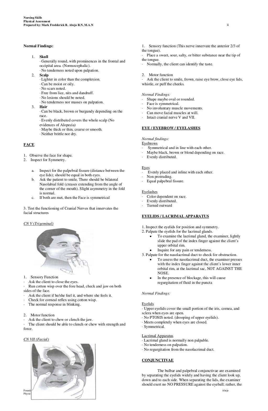 Physical Assessment Handouts Physical Assessment Handouts
