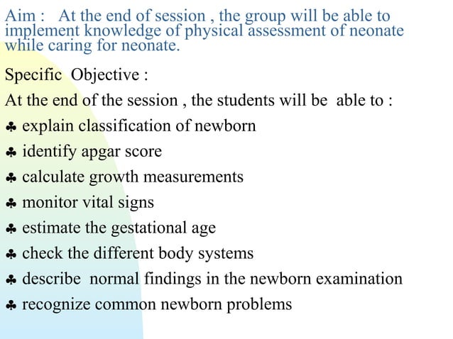 Physical assessment of the neonate | PPT | Pregnancy | Reproductive Health