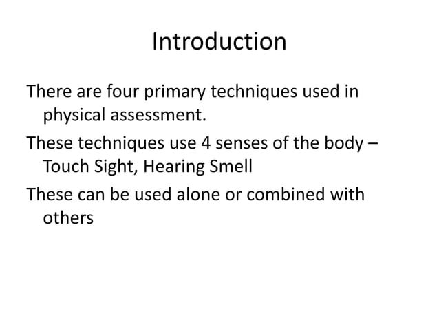 Physical Assessment Techniques (IPPA) pdf | PPTX | Medical Tests ...