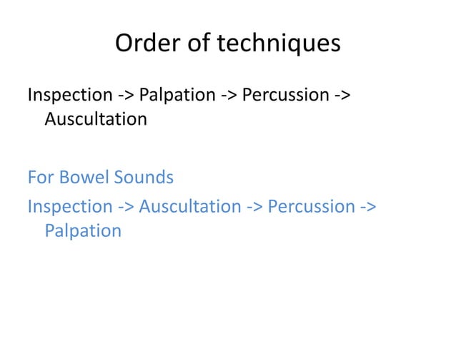 Physical Assessment Techniques (IPPA) pdf | PPTX | Medical Tests ...