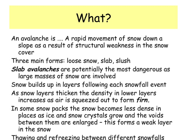 Physical Causes Lesson 3 Avalanche | PPT
