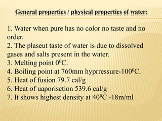 Physical Properties Of Water Table