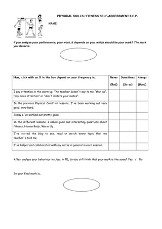 Physical condition self assessment 6ºEP | PDF