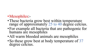 Physical conditions for bacterial culturing | PPTX
