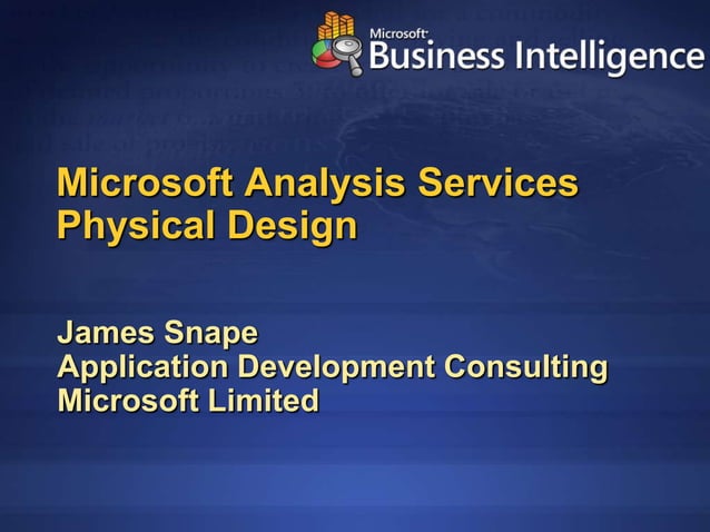 Microsoft Analysis Services Physical Design | PPTX | Databases ...