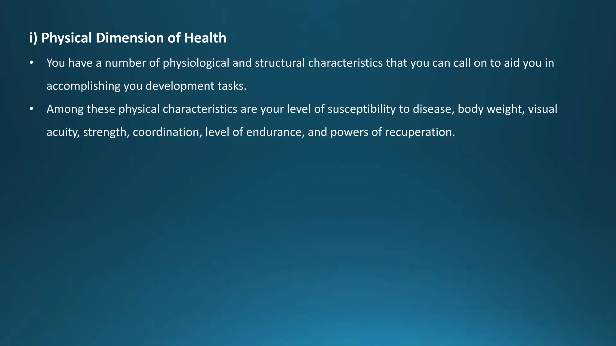 Physical Dimension of Health | PPTX
