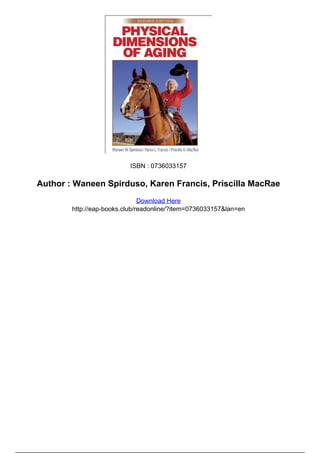 Physical dimensions of aging 2nd edition pdf | PDF
