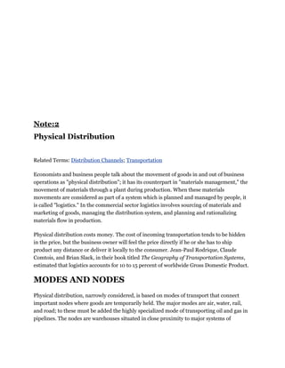 Physical distribution set1 | DOC | Logistics and Transportation ...