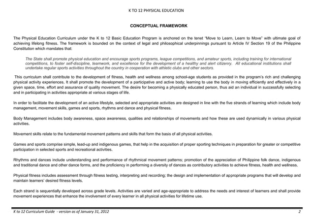 K to 12 Curriculum Guide for Physical Education | PDF | Participant ...