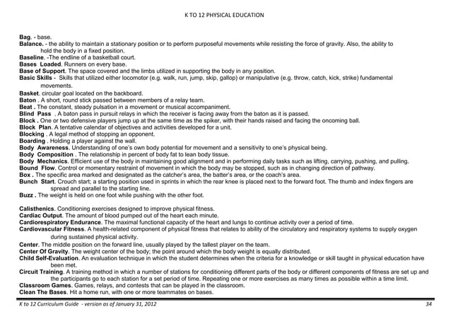 K to 12 Curriculum Guide for Physical Education | PDF | Participant ...