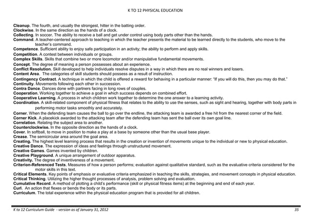 K to 12 Curriculum Guide for Physical Education | PDF | Participant ...
