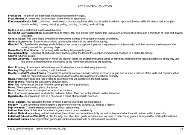 K to 12 Curriculum Guide for Physical Education | PDF | Participant ...