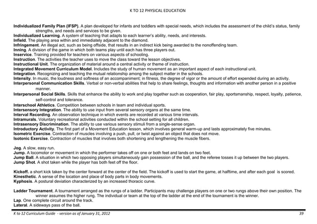 K to 12 Curriculum Guide for Physical Education | PDF | Participant ...