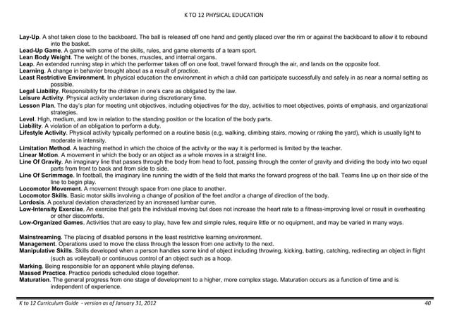 K to 12 Curriculum Guide for Physical Education | PDF | Participant ...