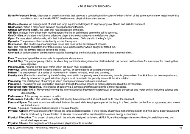 K to 12 Curriculum Guide for Physical Education | PDF | Participant ...