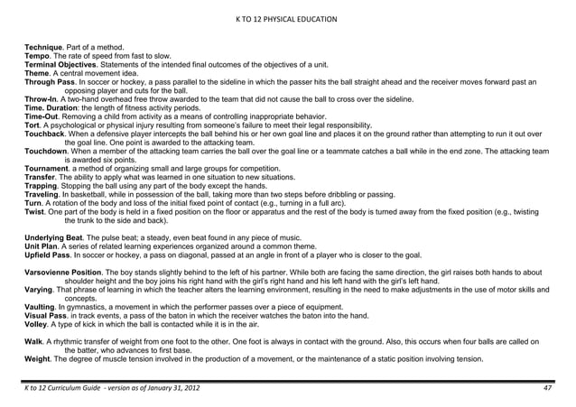 K to 12 Curriculum Guide for Physical Education | PDF | Participant ...