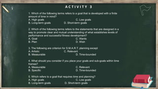 PHYSICAL EDUCATION - SMART GOALSpptx | PPTX