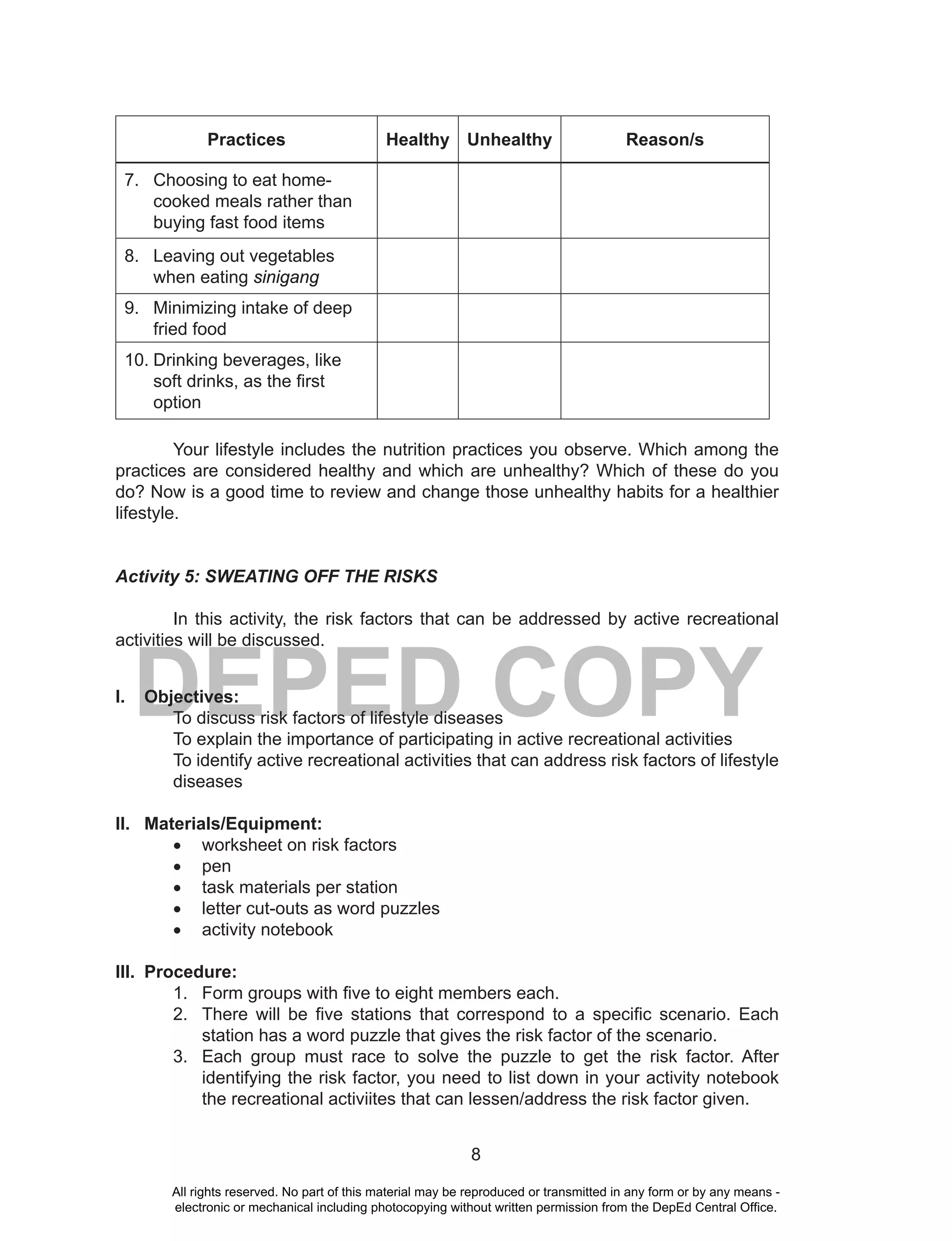 Grade 10 Physical Education - Learning Material {Unit 1:Active ...