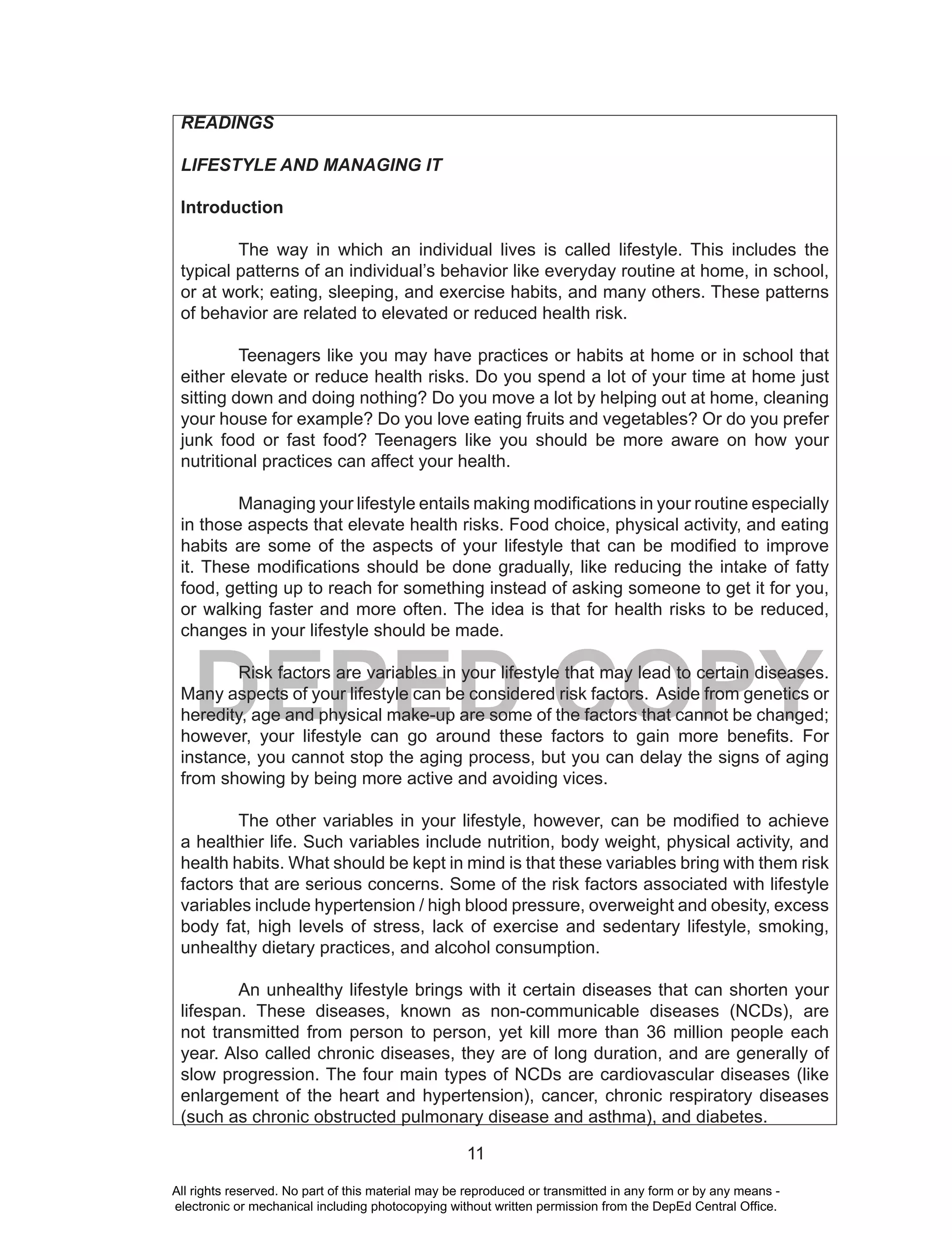 Grade 10 Physical Education - Learning Material {Unit 1:Active ...