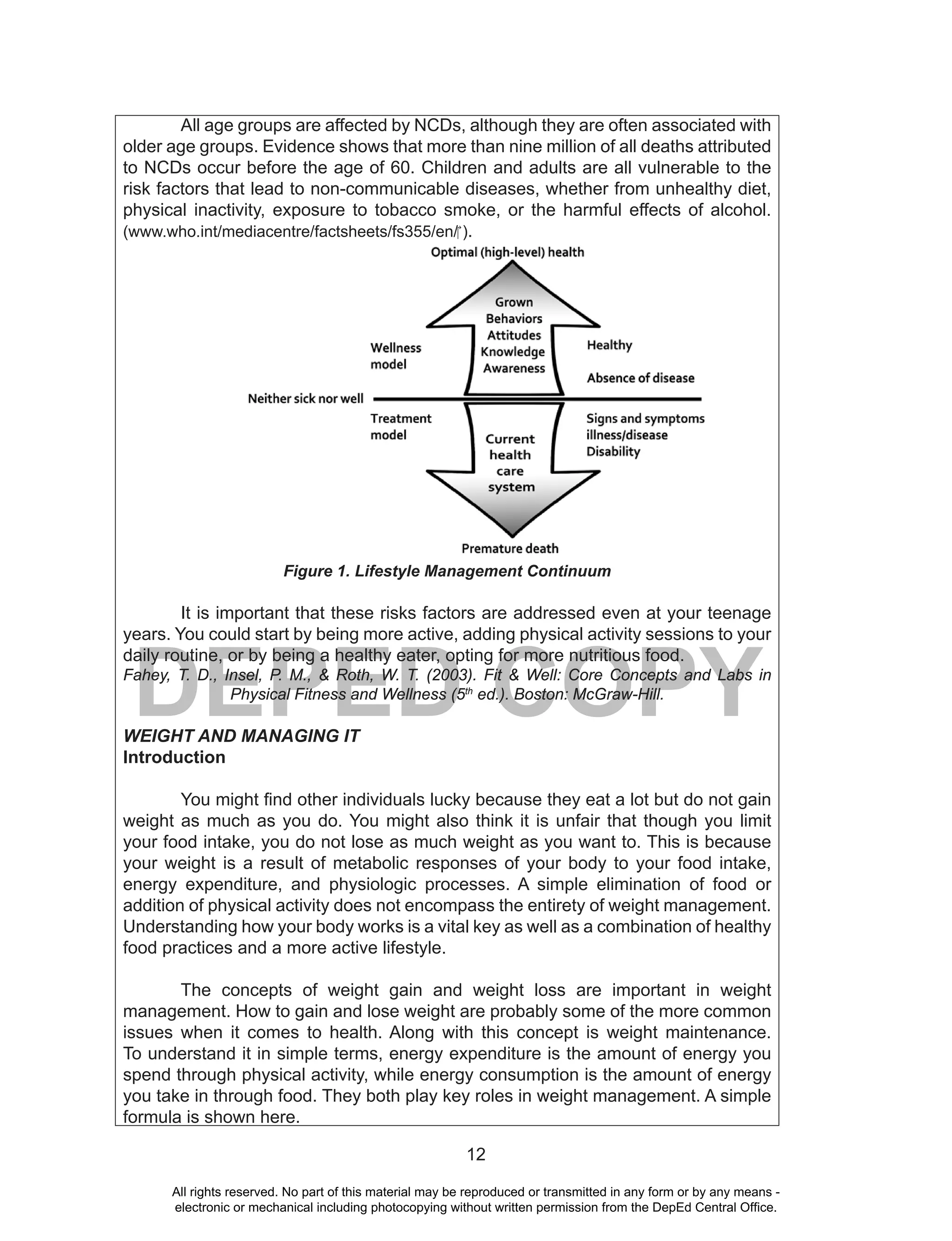 Grade 10 Physical Education - Learning Material {Unit 1:Active ...
