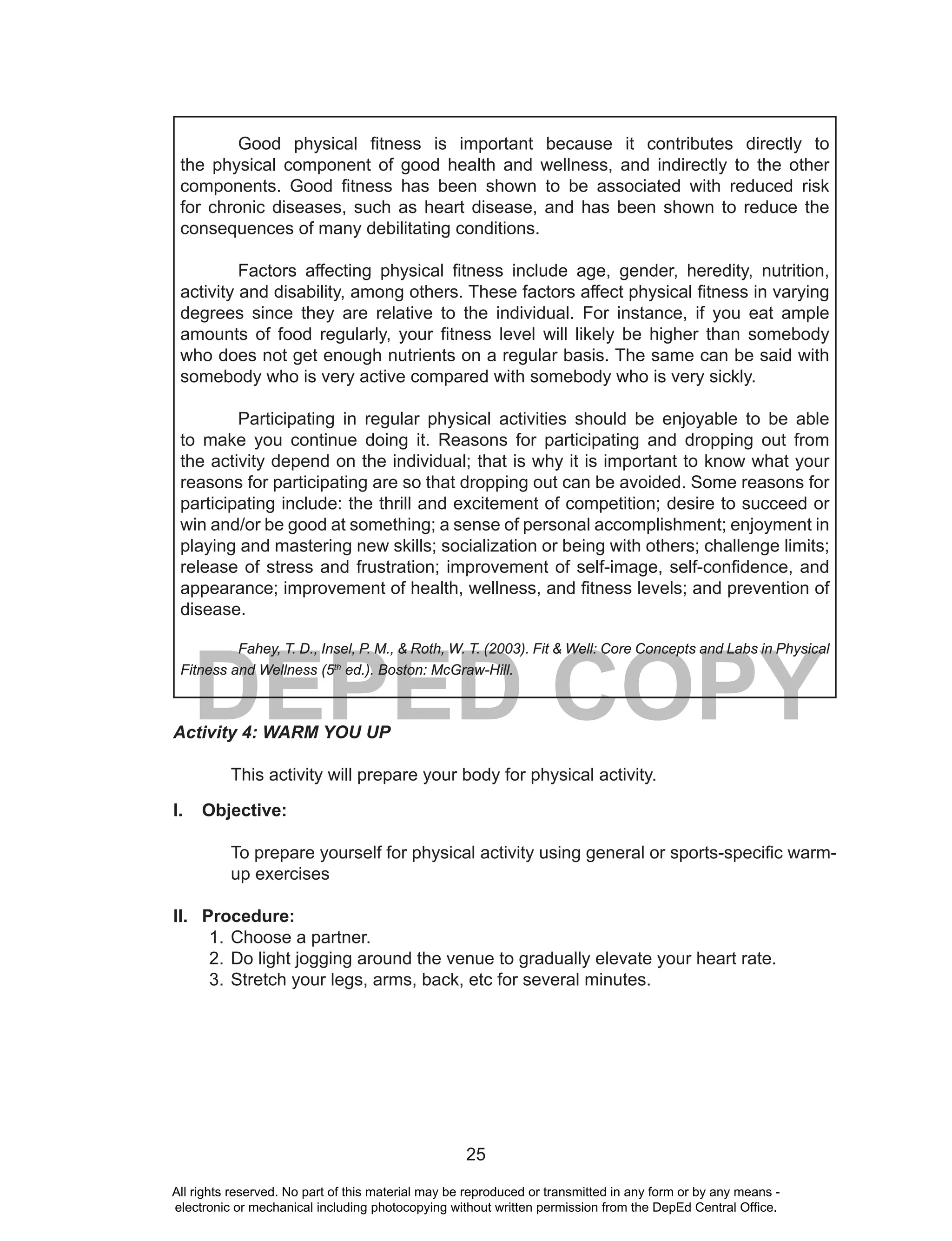 Grade 10 Physical Education - Learning Material {Unit 1:Active ...