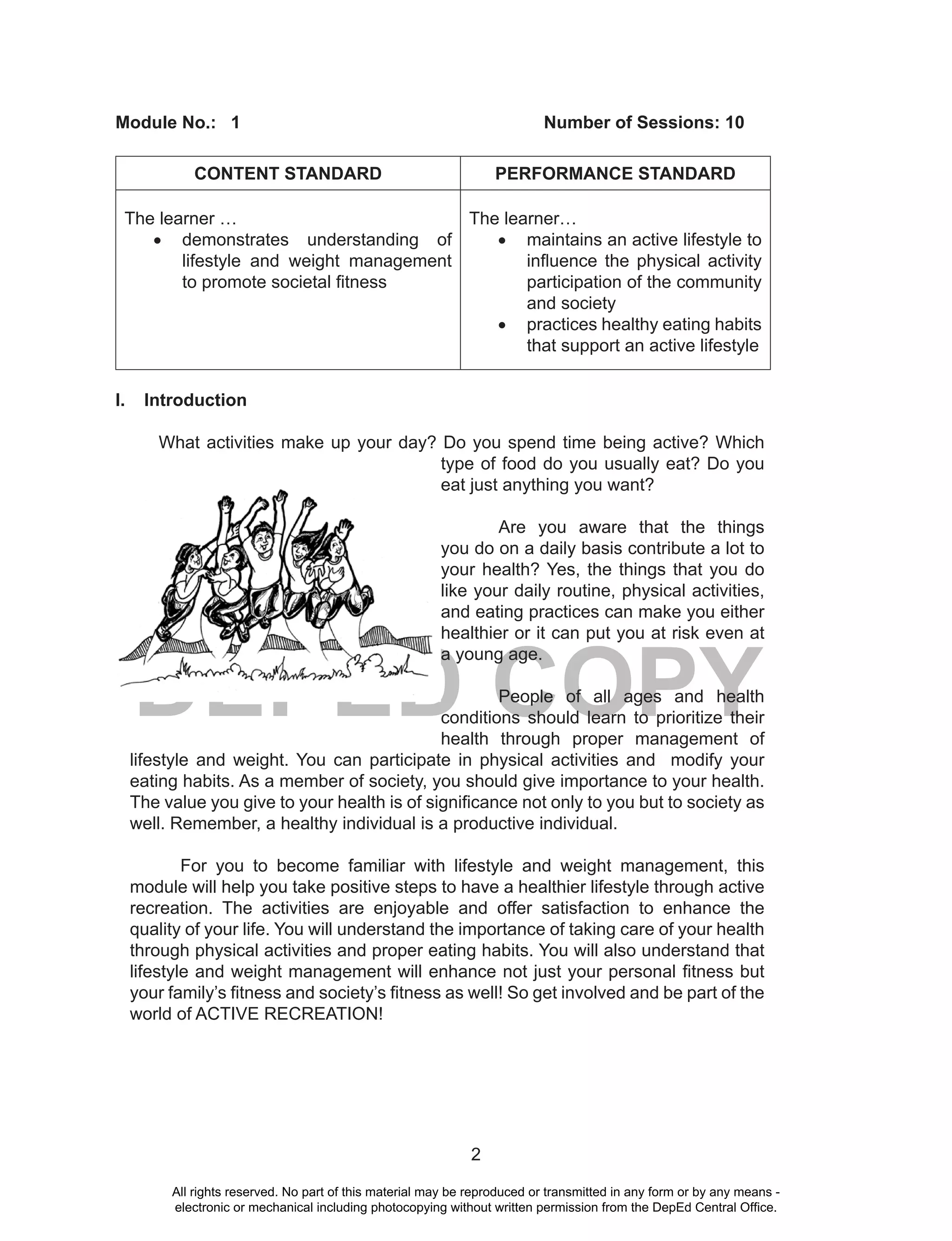 Grade 10 Physical Education - Learning Material {Unit 1:Active ...