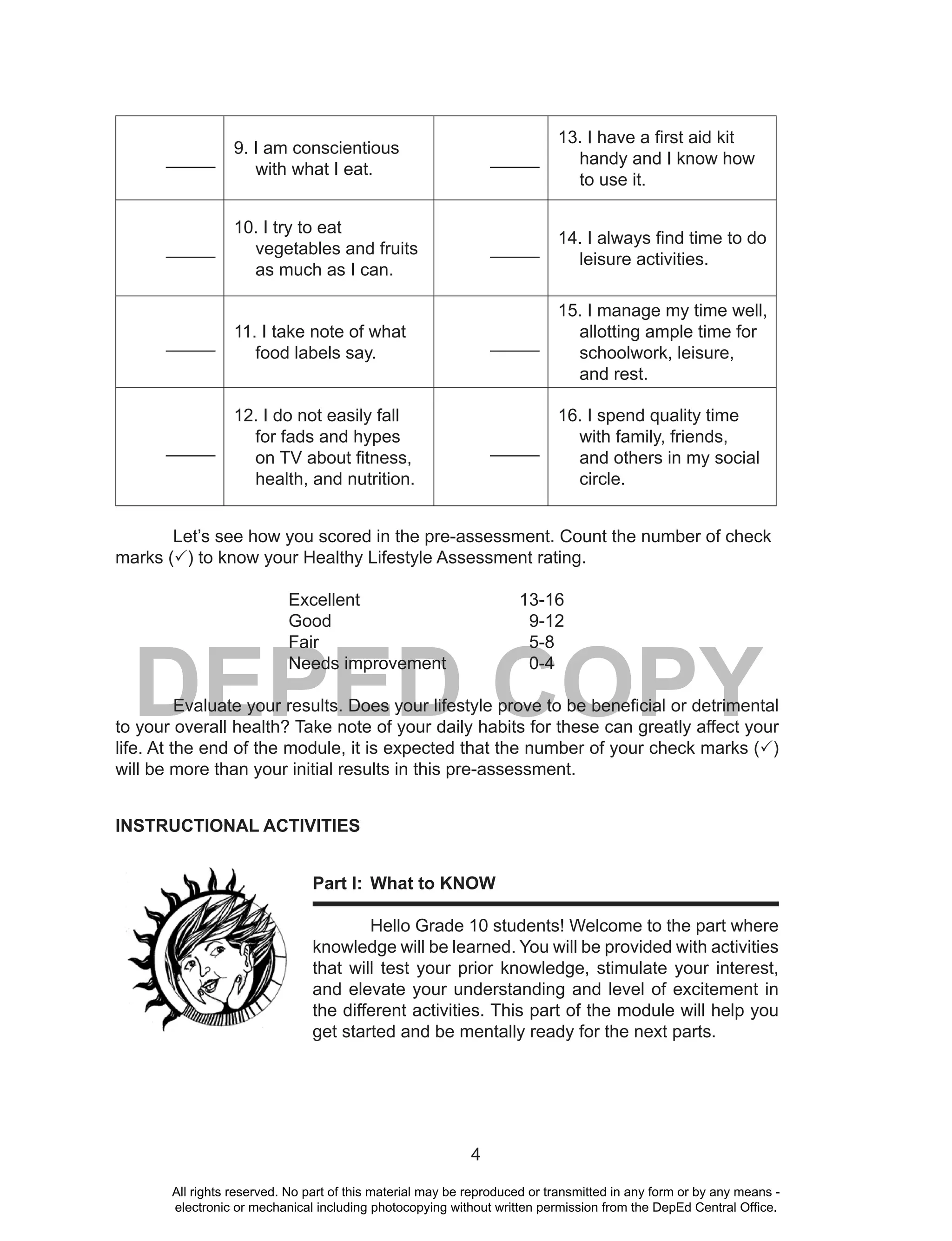 Grade 10 Physical Education - Learning Material {Unit 1:Active ...