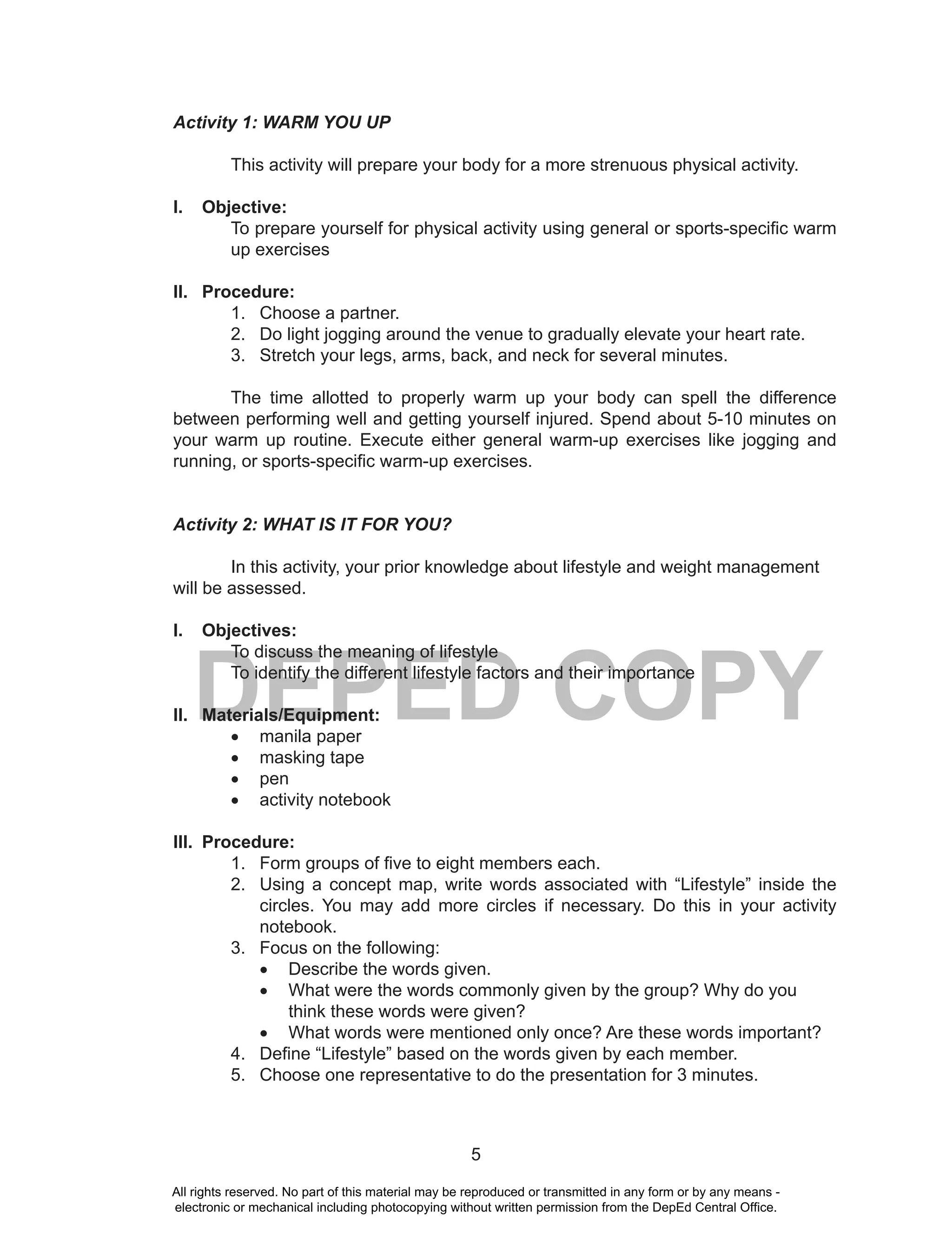Grade 10 Physical Education - Learning Material {Unit 1:Active ...