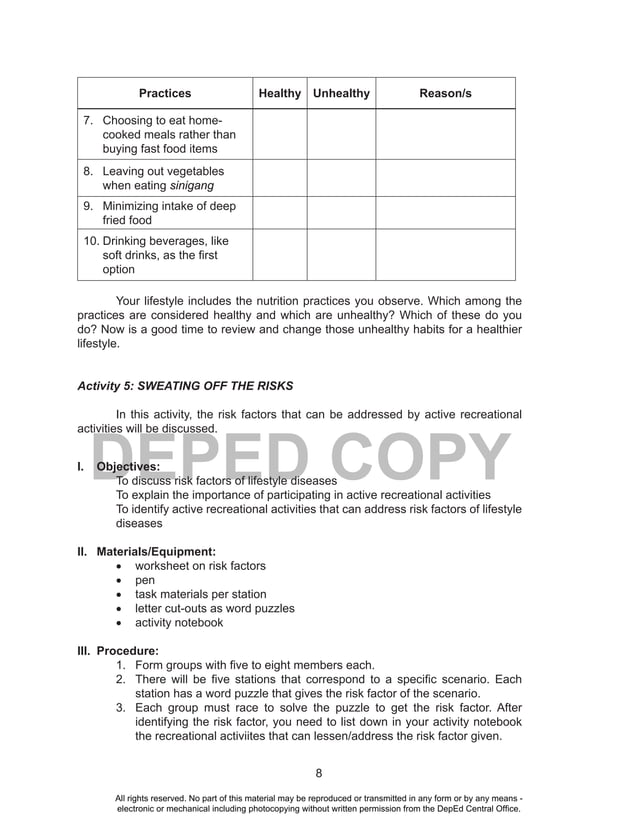 Grade 10 Physical Education - Learning Material {Unit 1:Active ...