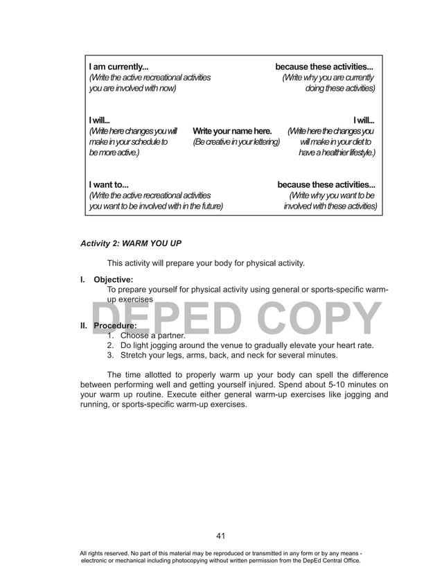 Grade 10 Physical Education - Learning Material {Unit 1:Active ...
