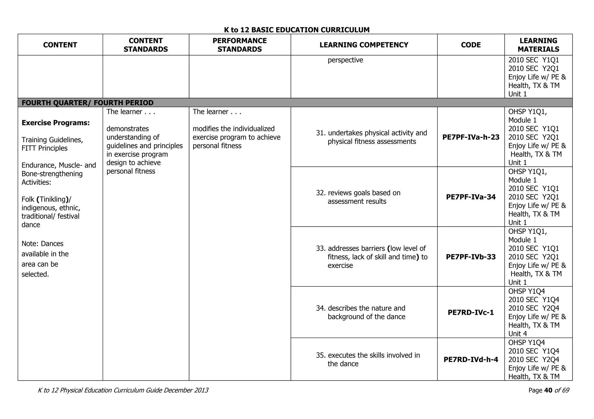 Physical Education K to 12 Curriculum Guide | PDF