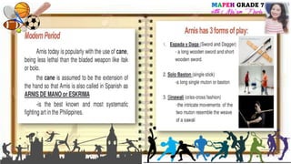Physical Education Grade 7 quarter 1 lesson 1 2 ARNIS | PDF