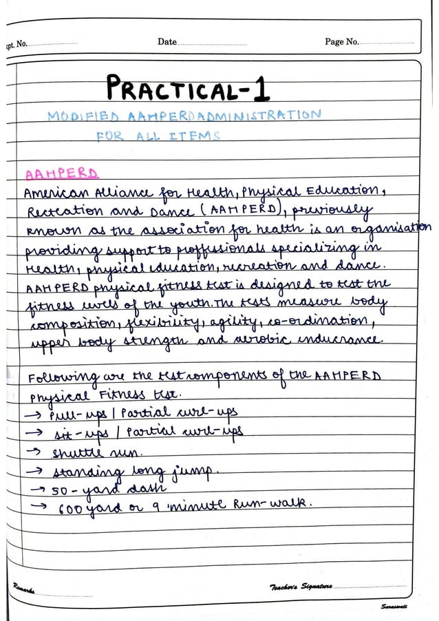 PHYSICAL EDUCATION PRACTICAL FILE ( Class 12th) | PDF