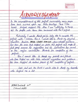 Physical education project file | PDF