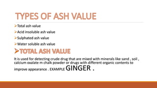 Physical evaluation of crude drugs | PPTX