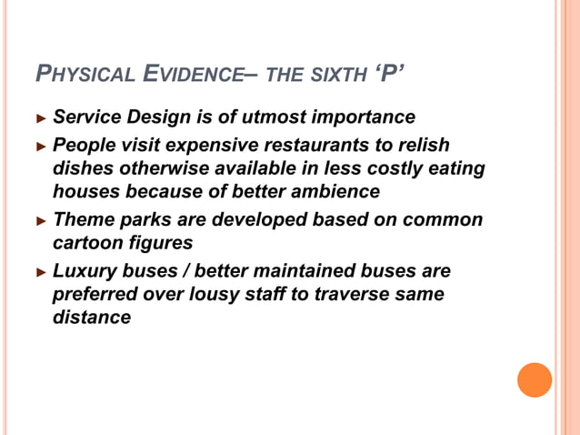 Physical evidence in services | PPTX